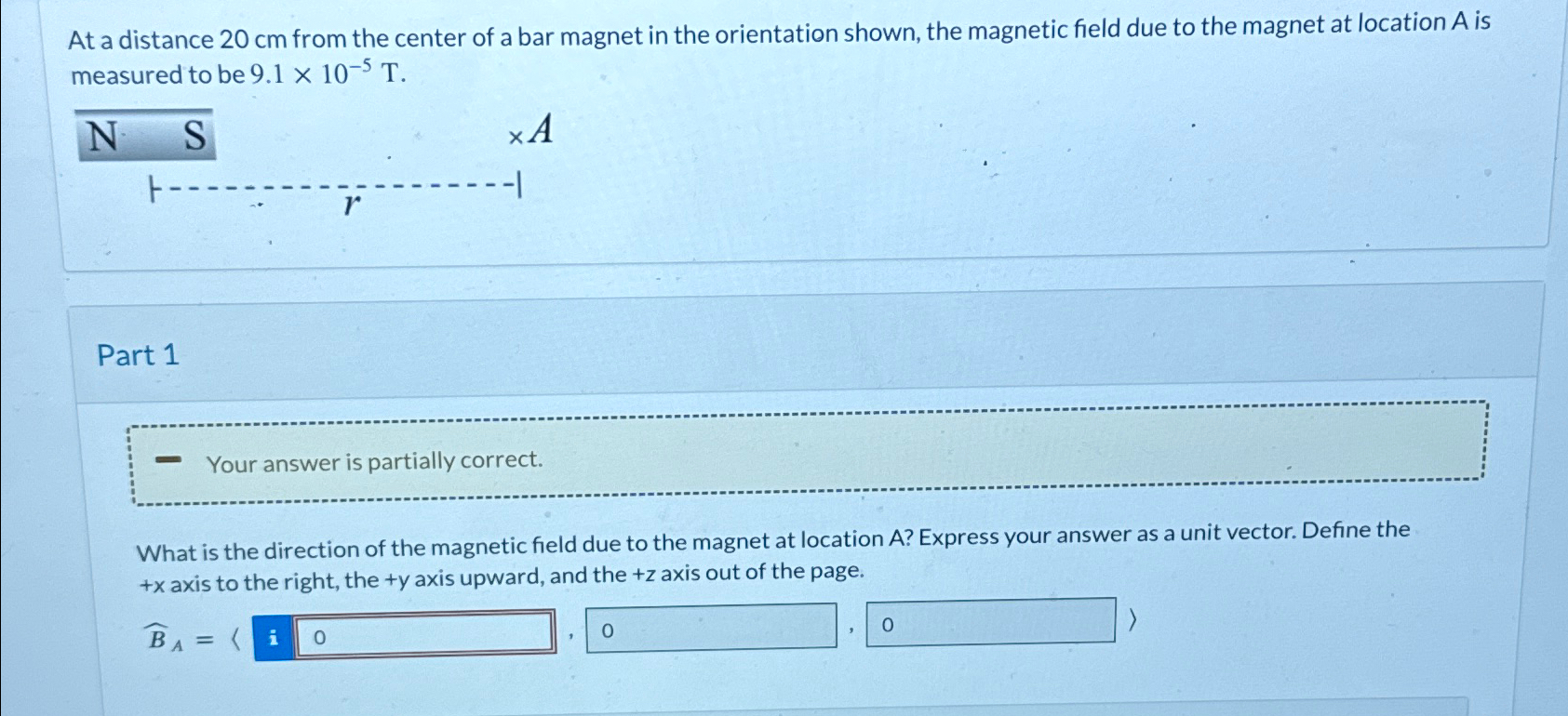 Solved At a distance 20cm ﻿from the center of a bar magnet | Chegg.com