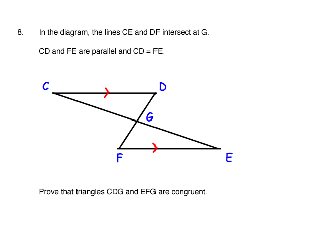 Solved 8. In the diagram, the lines CE and DF intersect at | Chegg.com