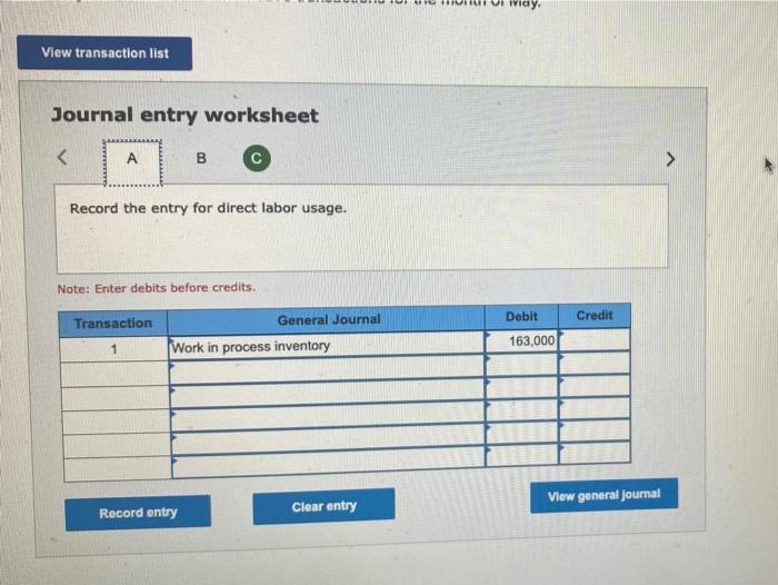 Solved need journal entry for direct labor usage, indirect | Chegg.com