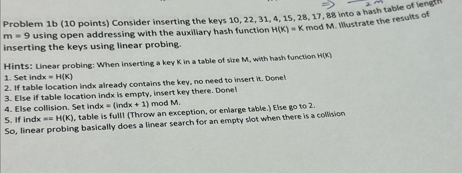 Problem 1b (10 points) Consider inserting the keys | Chegg.com Problem 1b (10 points) Consider inserting the keys | Chegg.com