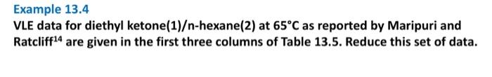 Solved Example 13.4 VLE data for diethyl | Chegg.com