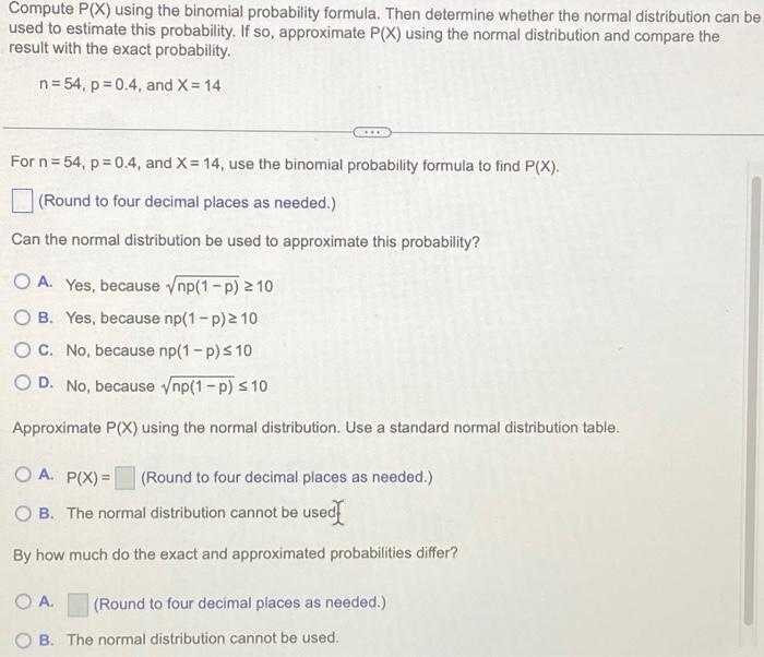 Solved Compute P(X) using the binomial probability formula. | Chegg.com