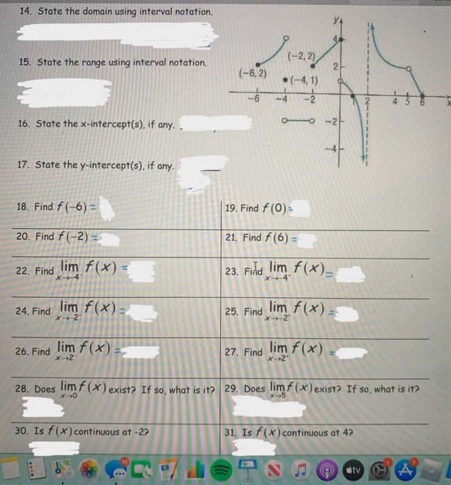 Solved 14. State the domain using interval notation 15. | Chegg.com