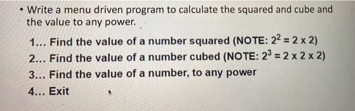 Solved • Write a menu driven program to calculate the | Chegg.com