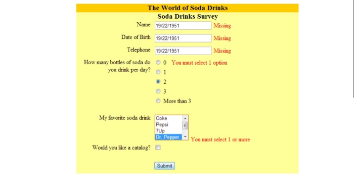 Solved Design a form for conducting a survey of soft drinks | Chegg.com
