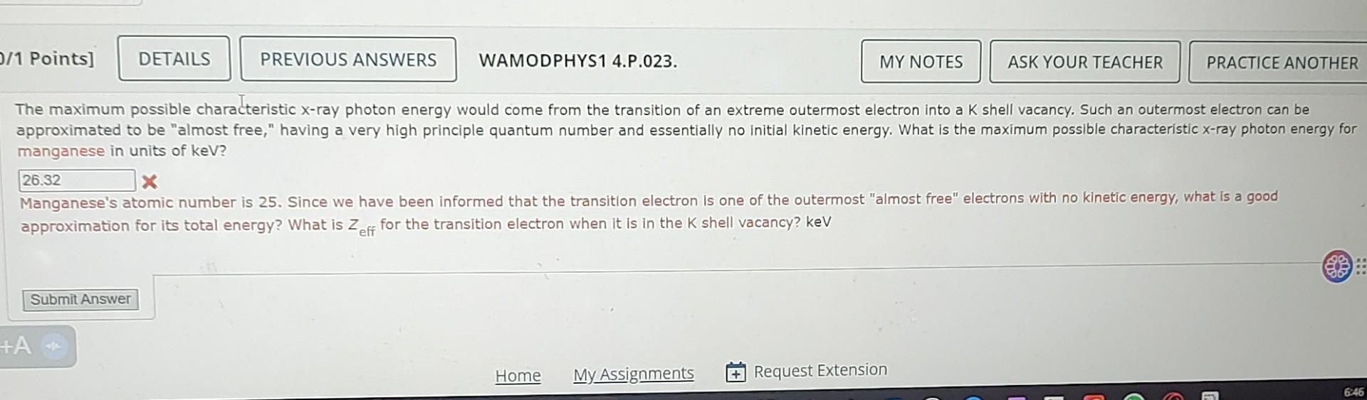 Solved The maximum possible characteristic x-ray photon | Chegg.com