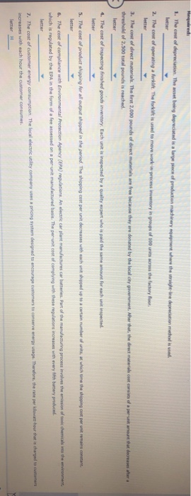Matching Cost Behavior Descriptions to Cost Behavior | Chegg.com