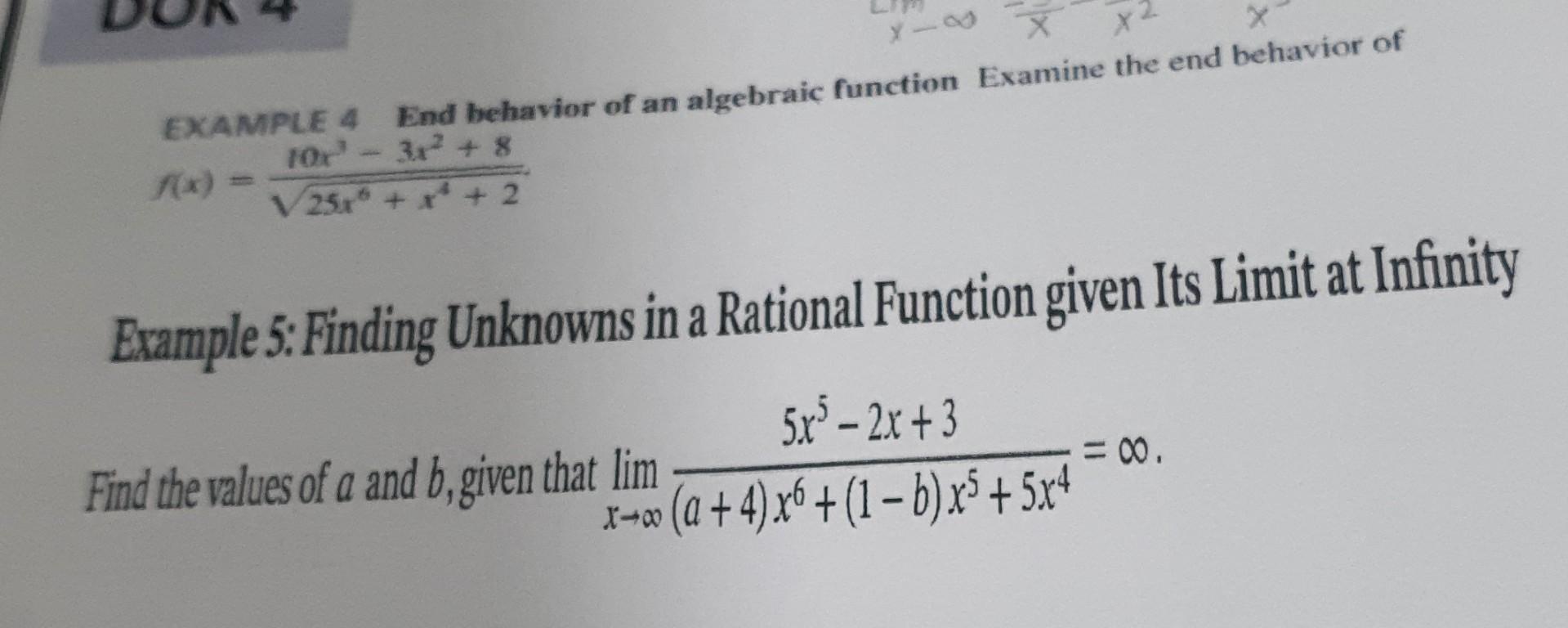 Solved EXAMPLE 4 End behavior of an algebraic function | Chegg.com
