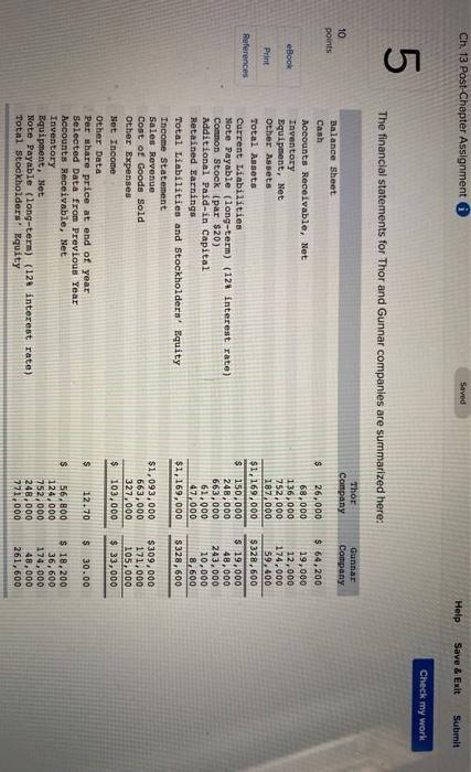 Solved Ch. 13 Post-Chapter Assignment Saved Help Save & Exit | Chegg.com