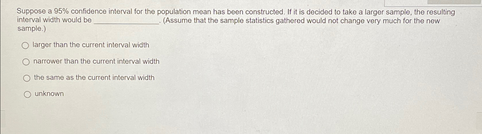 Solved Suppose a 95% ﻿confidence interval for the population | Chegg.com