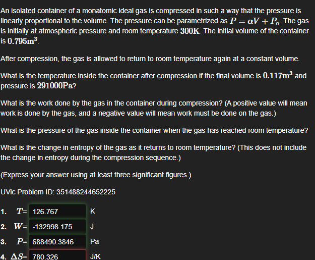 Solved An isolated container of a monatomic ideal gas is | Chegg.com