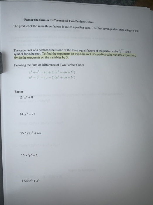 Solved CHP 5-Section 7- Factoring Special Forms Factor the | Chegg.com