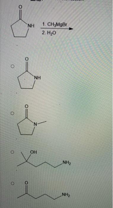 Solved NH 1. CH3MgBr 2. H20 O 2 NH O 'N OH xu NH2 O NH2 | Chegg.com