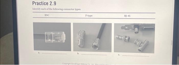 Identify each of the following connector types.Match | Chegg.com