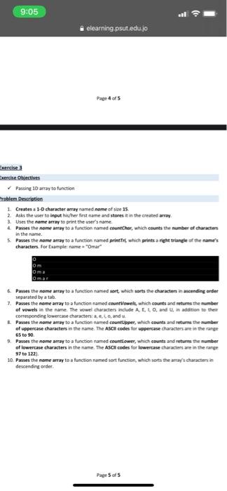 Solved 9:05 elearning.psut.edu.jo sercise Objectives Passing | Chegg.com