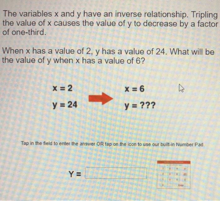 Solved The variables x and y have an inverse relationship. | Chegg.com