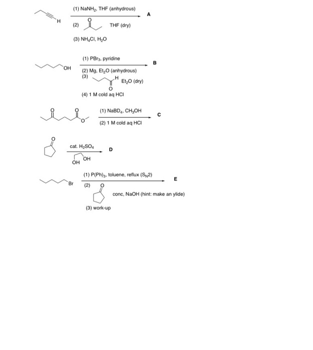 Solved (1) NaNH, THF (anhydrous) (2) 1 THF (dry) (3) NH4Cl, | Chegg.com