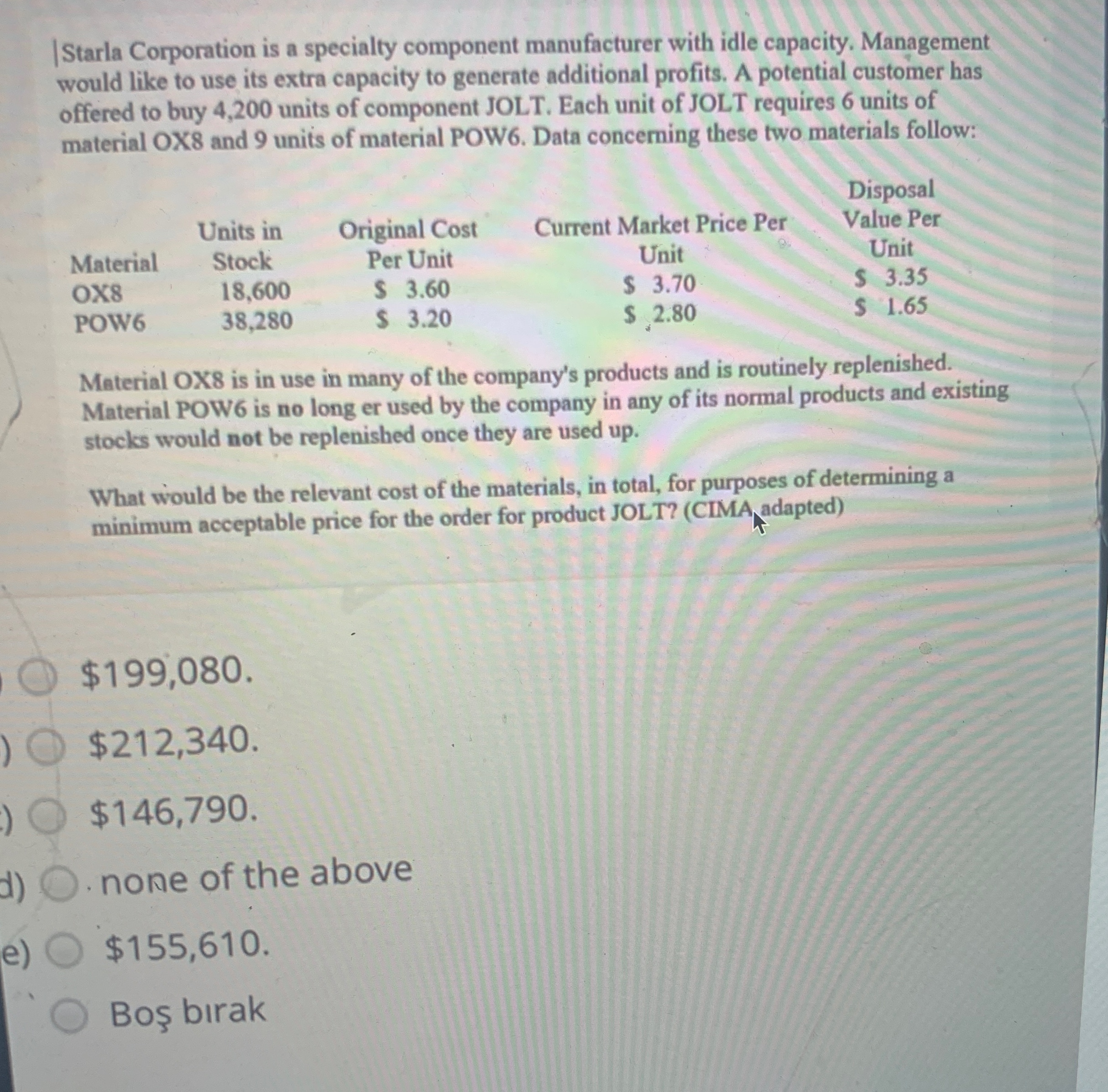 Solved IStarla Corporation is a specialty component | Chegg.com
