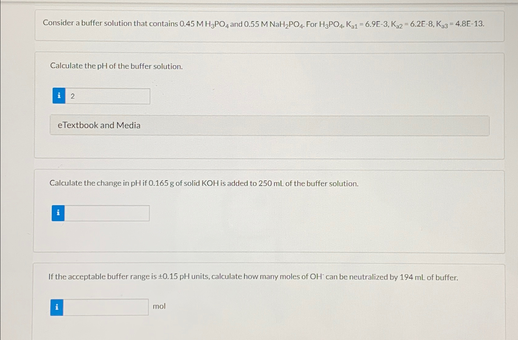 Solved Consider a buffer solution that contains 0.45MH3PO4 | Chegg.com