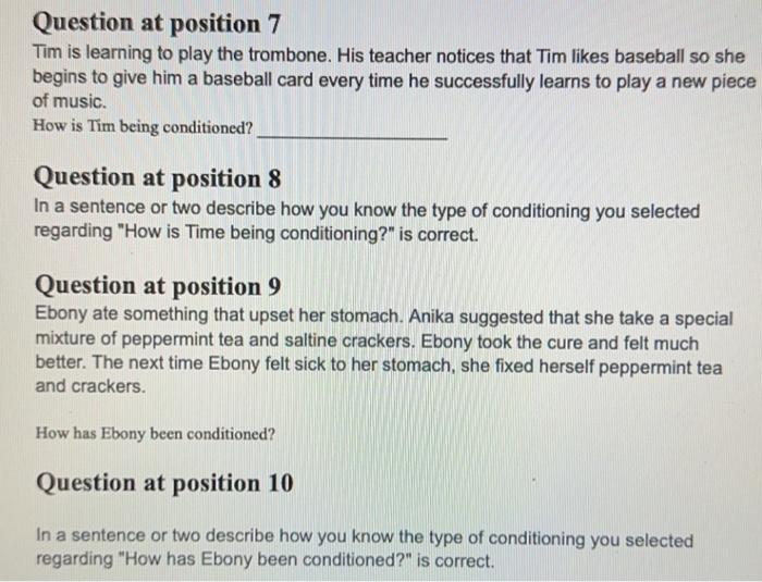 Solved identify the type of operant conditioning that is | Chegg.com