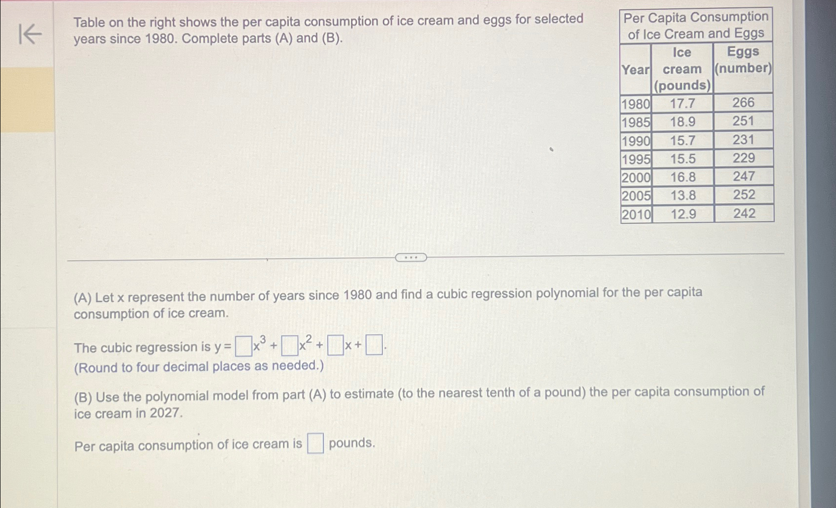 Solved Table on the right shows the per capita consumption | Chegg.com