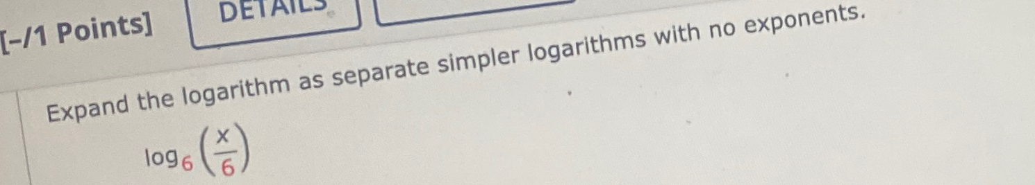 Solved Expand the logarithm as separate simpler logarithms | Chegg.com
