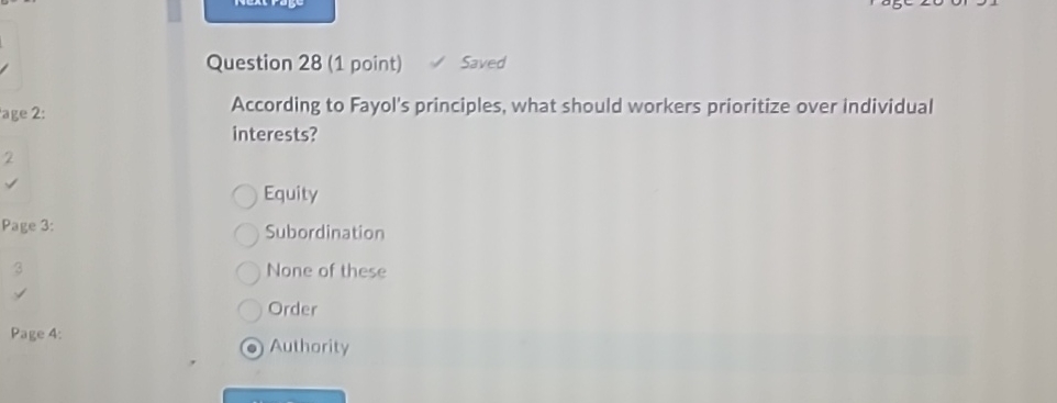 Solved Question 28 (1 ﻿point) ﻿SavedAccording to Fayol's | Chegg.com
