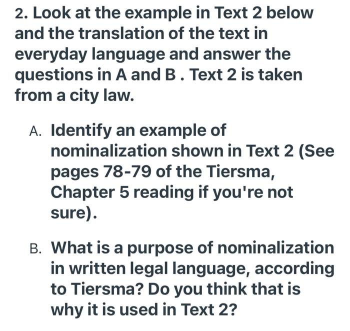 2. Look at the example in Text 2 below and the | Chegg.com
