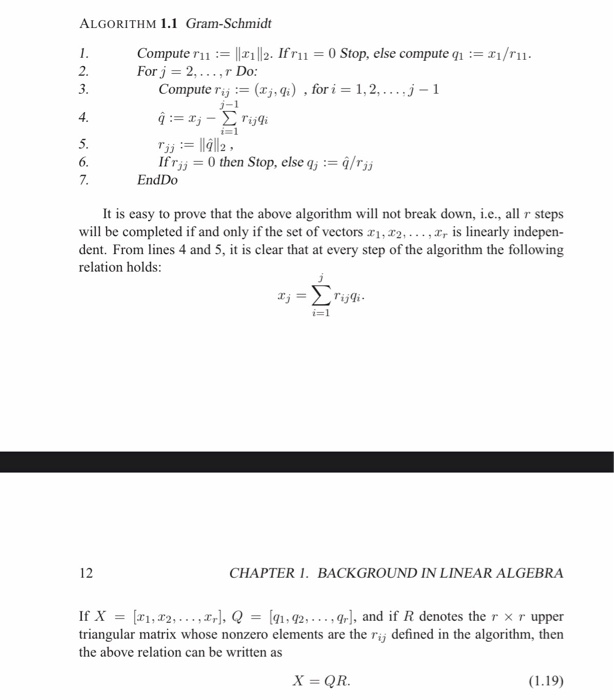 Solved Apply Algorithm 11 To Find An Orthonormal Basis Of 8339