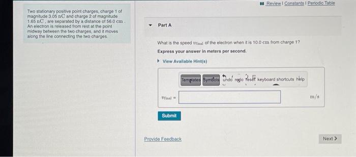 Solved Review Constants Periodic Table Two stationary | Chegg.com