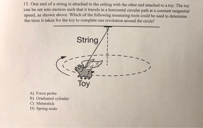 Solved 15. One end of a string is attached to the ceiling | Chegg.com