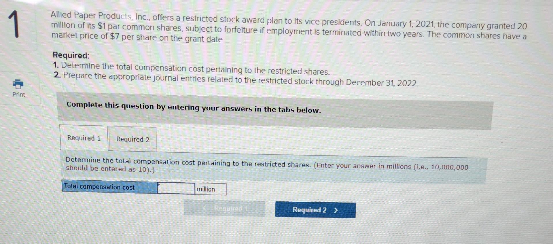 Solved 1 Allied Paper Products, Inc., offers a restricted | Chegg.com