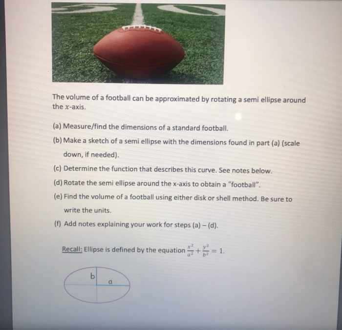 Solved The volume of a football can be approximated by | Chegg.com
