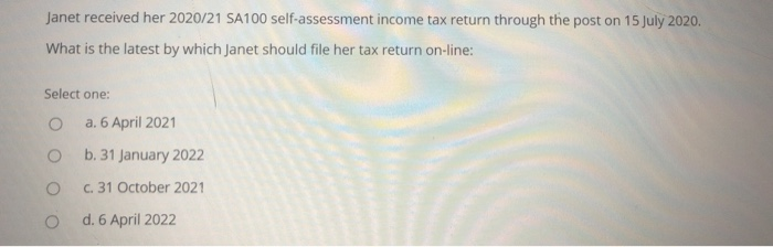 Solved Janet Received Her 2020 21 SA100 Self assessment Chegg solved-janet-received-her-2020-21-sa100-self-assessment-chegg