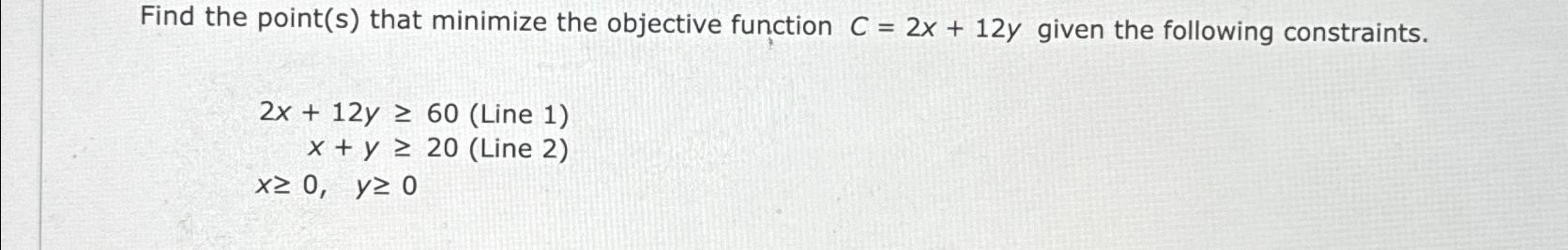 Solved Find the point(s) ﻿that minimize the objective | Chegg.com