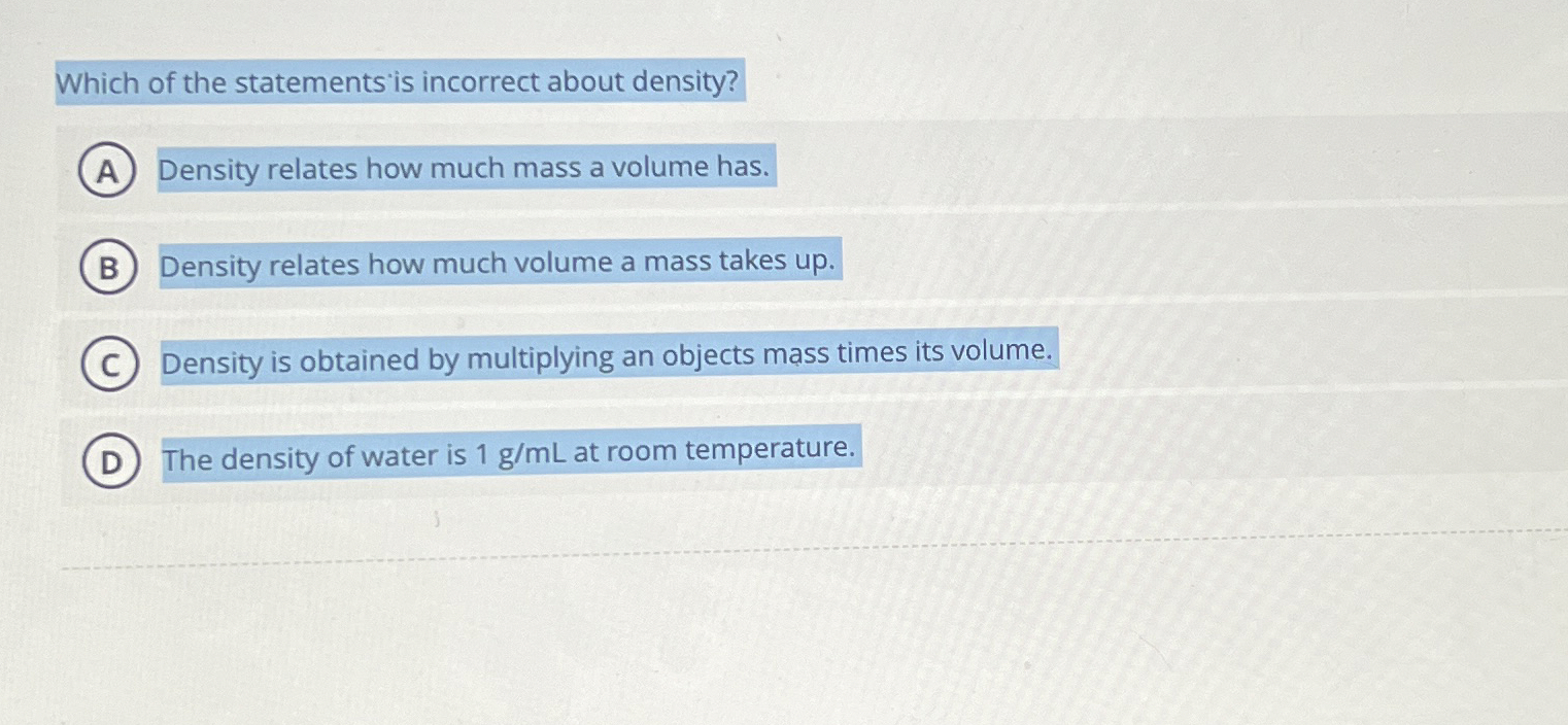 Solved Which of the statements is incorrect about | Chegg.com