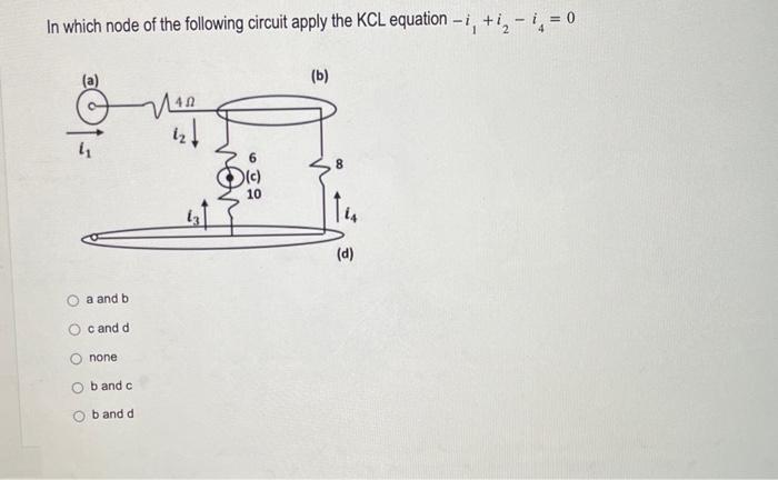 Solved In which node of the following circuit apply the KCL | Chegg.com