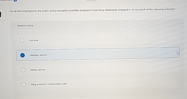 Solved For at-will employment, the public policy exception | Chegg.com