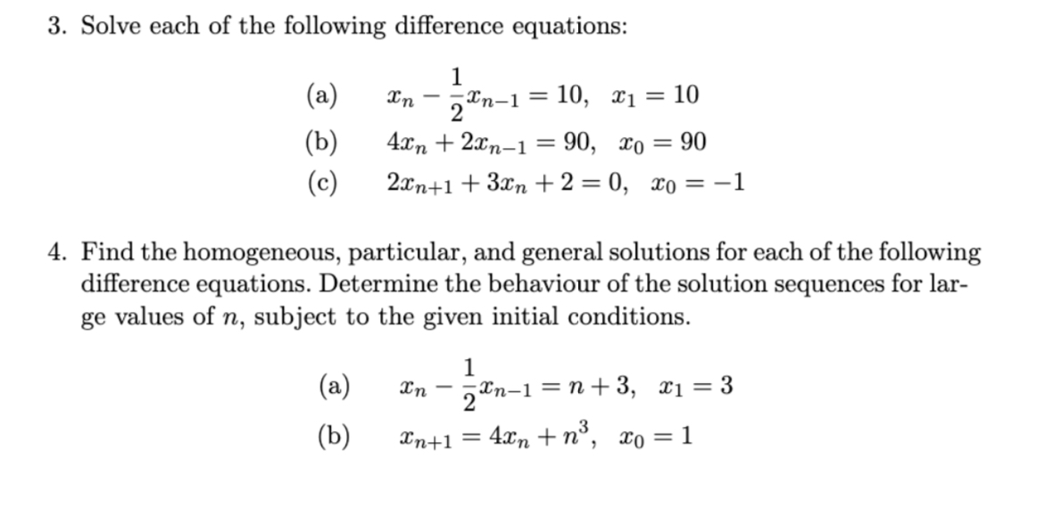Solved Solve Each Of The Following Difference