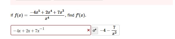 Solved If f(x)=-4x5+2x4+7x3x4, ﻿find f'(x).5 -4-7x2 ﻿I need | Chegg.com