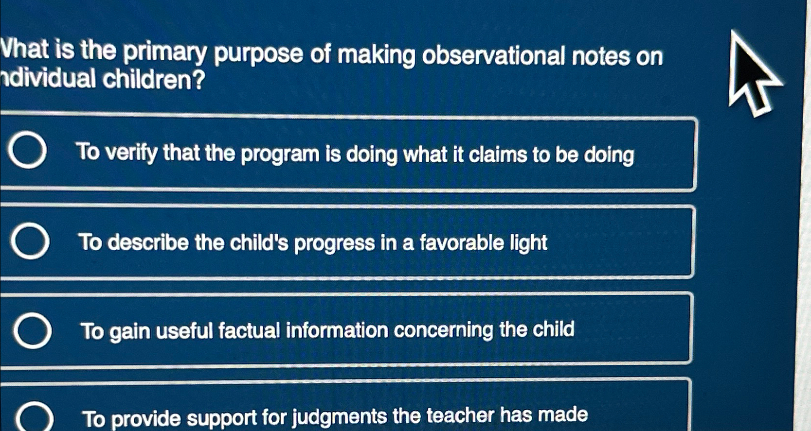 Solved What is the primary purpose of making observational | Chegg.com