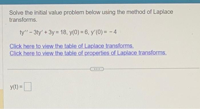 Solved Solve the initial value problem below using the | Chegg.com