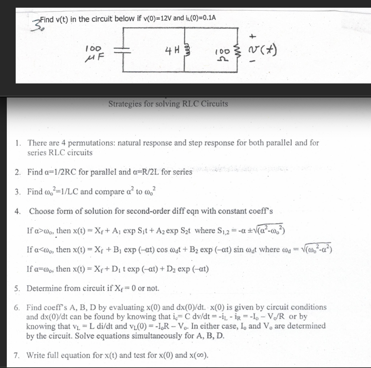 Solved Strategies for solving RLC CircuitsThere are 4 | Chegg.com