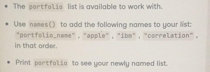 Solved • The portfolio list is available to work with. • Use | Chegg.com