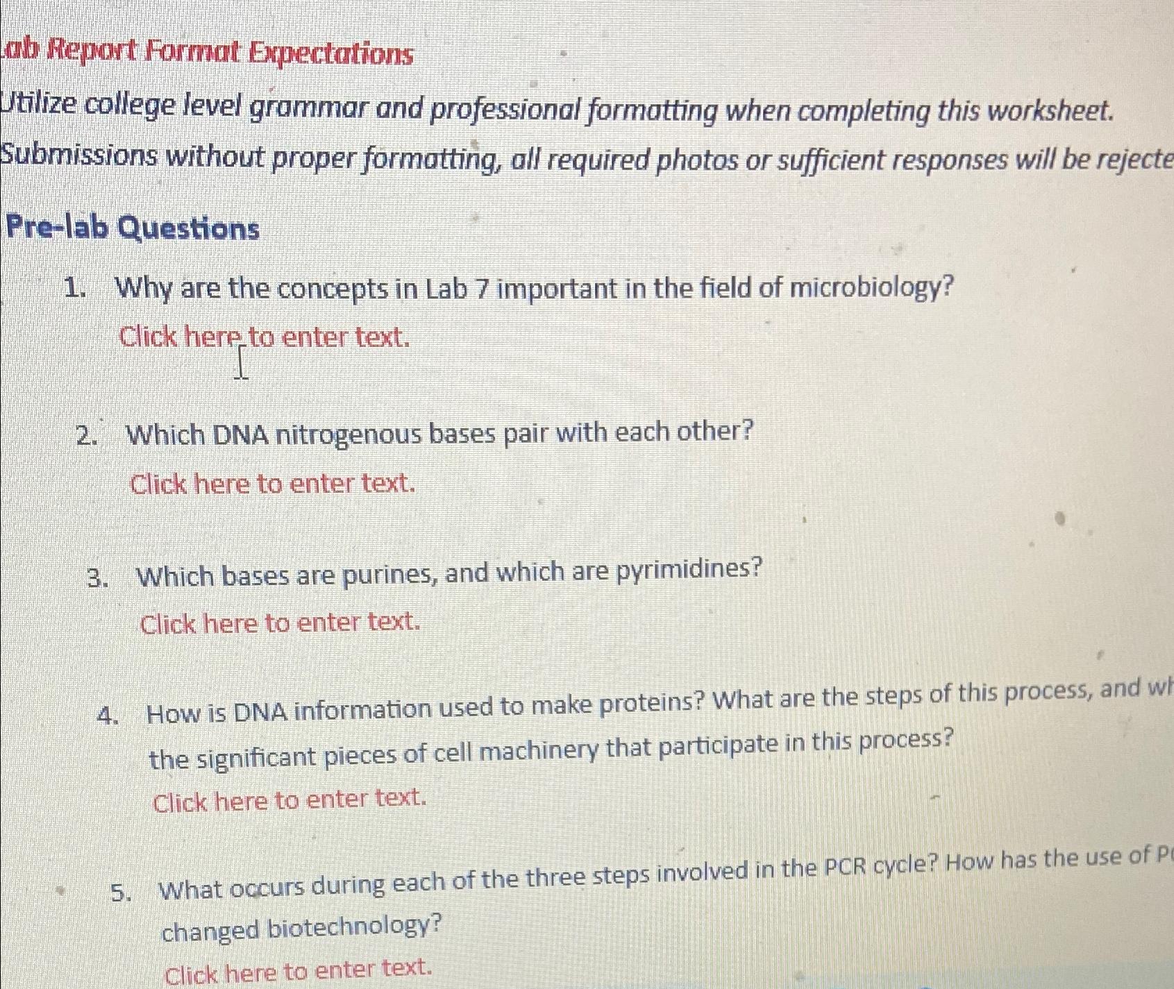 Solved ab Report Format ExpectationsUtilize college level | Chegg.com