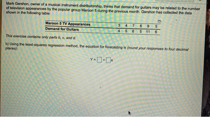 Solved Mark Gershon, owner of a musical instrument | Chegg.com