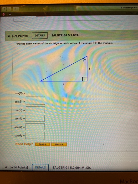 Solved webassign.net B G 3. [-/6 Points] DETAILS SALGTRIG4 | Chegg.com