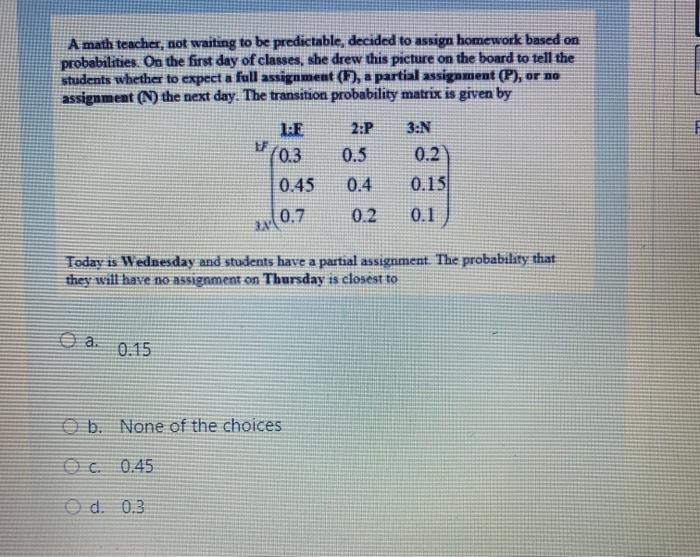 Solved A math teacher, not waiting to be predictable, | Chegg.com
