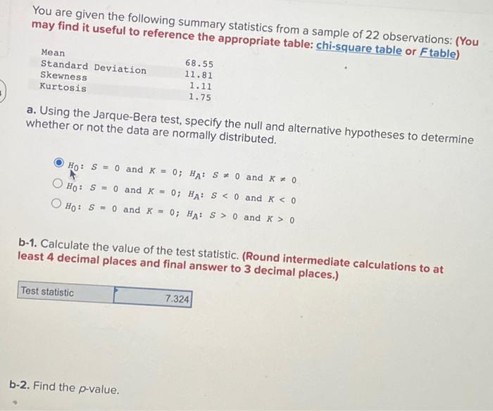Solved You are given the following summary statistics from a | Chegg.com