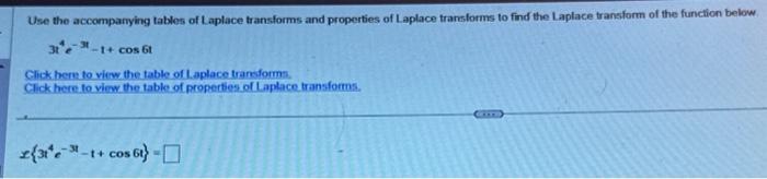 Solved Use the accomparyying tables of Laplace transforms | Chegg.com